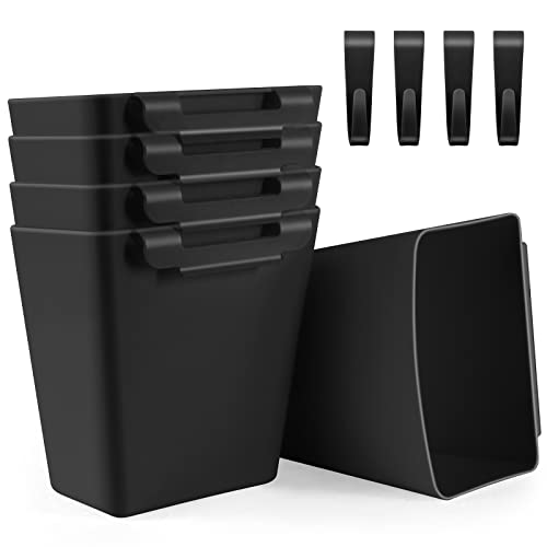 LEZIOA 5 Pack Hanging Cup Holders, Multipurpose Rolling Cart Accessories Utility Cart Accessories For Art & Craft Supplies, Space Saving Hanging Storage Basket Pencil Holder Makeup Organizers (Black)