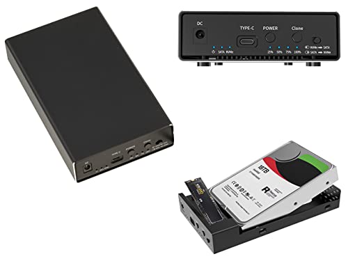 KALEA-INFORMATIQUE USB Aluminum Case for SATA 2.5 3.5 HDD Disk and M2 NVMe SSD - CLONING Function - USB3.1 10G