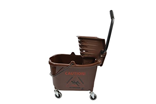 Janico Inc Mop Bucket Side Press Wringer Combo, 35 Quart 8.5 Gallon, Brown, 3 Inch Non Marking Metal Casters (35 Quart, Bronze)