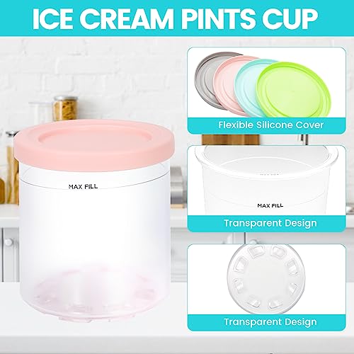 TERWOK Ice Cream Pints Containers - 2 Pack Ice Cream Containers and Lids Replacement for Ninja Creami Compatible with NC300, NC301, CN305A (2)
