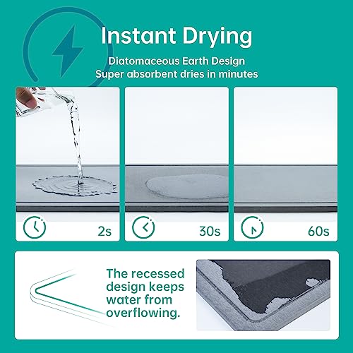 VABNEER Dish Drying Rack, Super Absorbent Quick Drying Dish Racks for Kitchen Counter, Dish Drainer with Diatomaceous Earth Tray