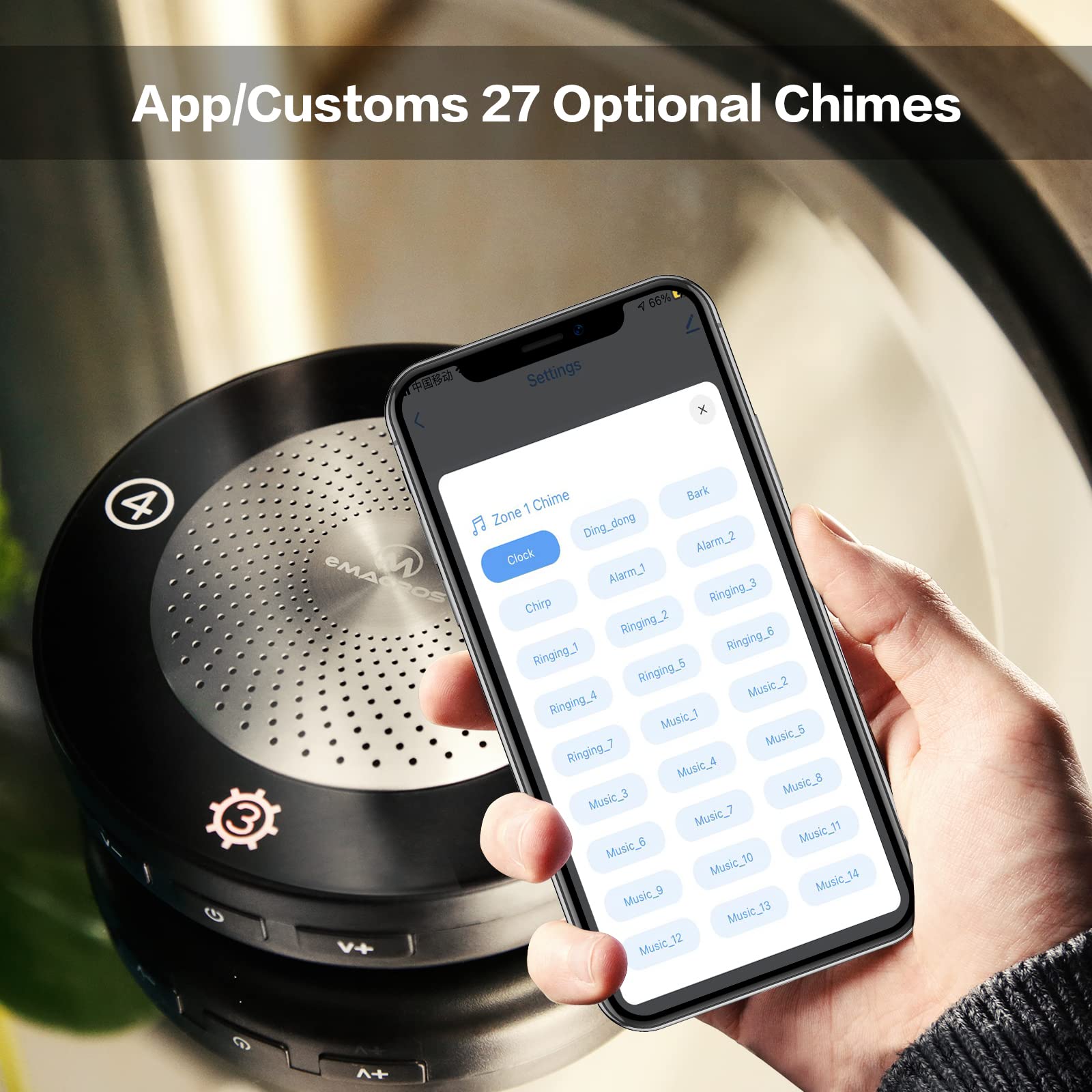 eMACROS HS002 Pro 2 Smart Wireless Driveway Alarm with Phone App,1/2 Mile Solar-Powered Motion Sensor, App for Remote Arm/Disarm & Schedule Alerts & 27 Optional Chimes,1 Receiver and 1 Sensor