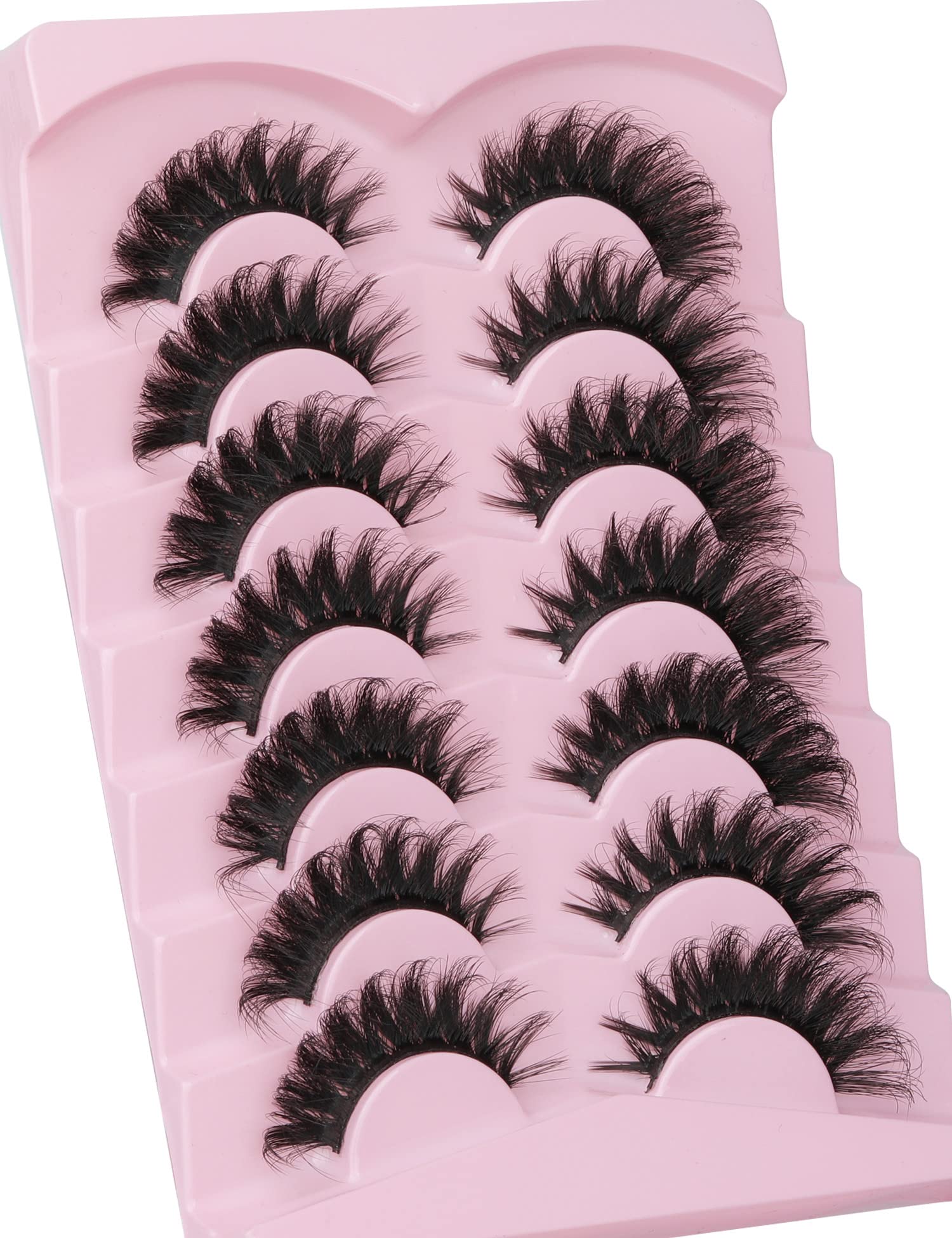 Fox Eye Lashes Mink Fluffy Cat Eye Lashes 6D 20mm Wispy False Eyelashes Dramatic Volume Fake Eyelashes 7 Pairs Pack by EYDEVRO