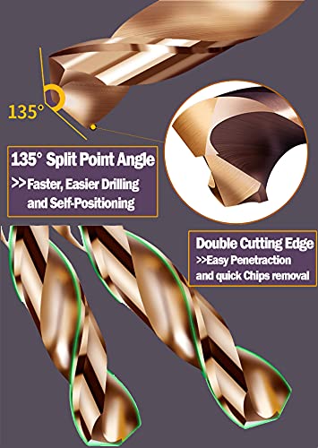 HSS Cobalt Drill Bit Set 5/16 Inch 5Pcs M35 Co Twist Jobber Length Steel Metal Drill Bits