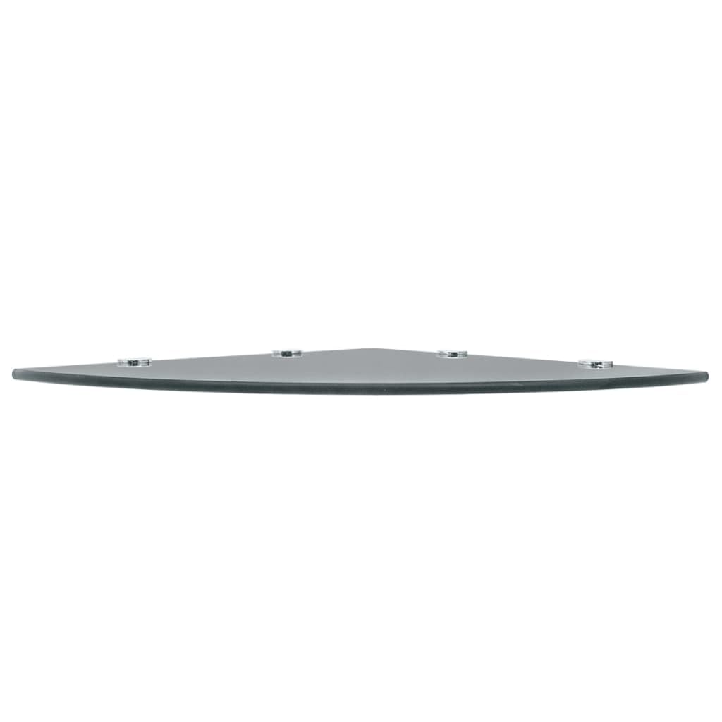 loibinfen Corner Shelf with Chrome Supports Glass Black, Tempered Floating Glass Shelves, Corner Floating Wall Mounted Shelf Tempered Glasses Wall Decor Display Storage Shelf, 17.7"x17.7"