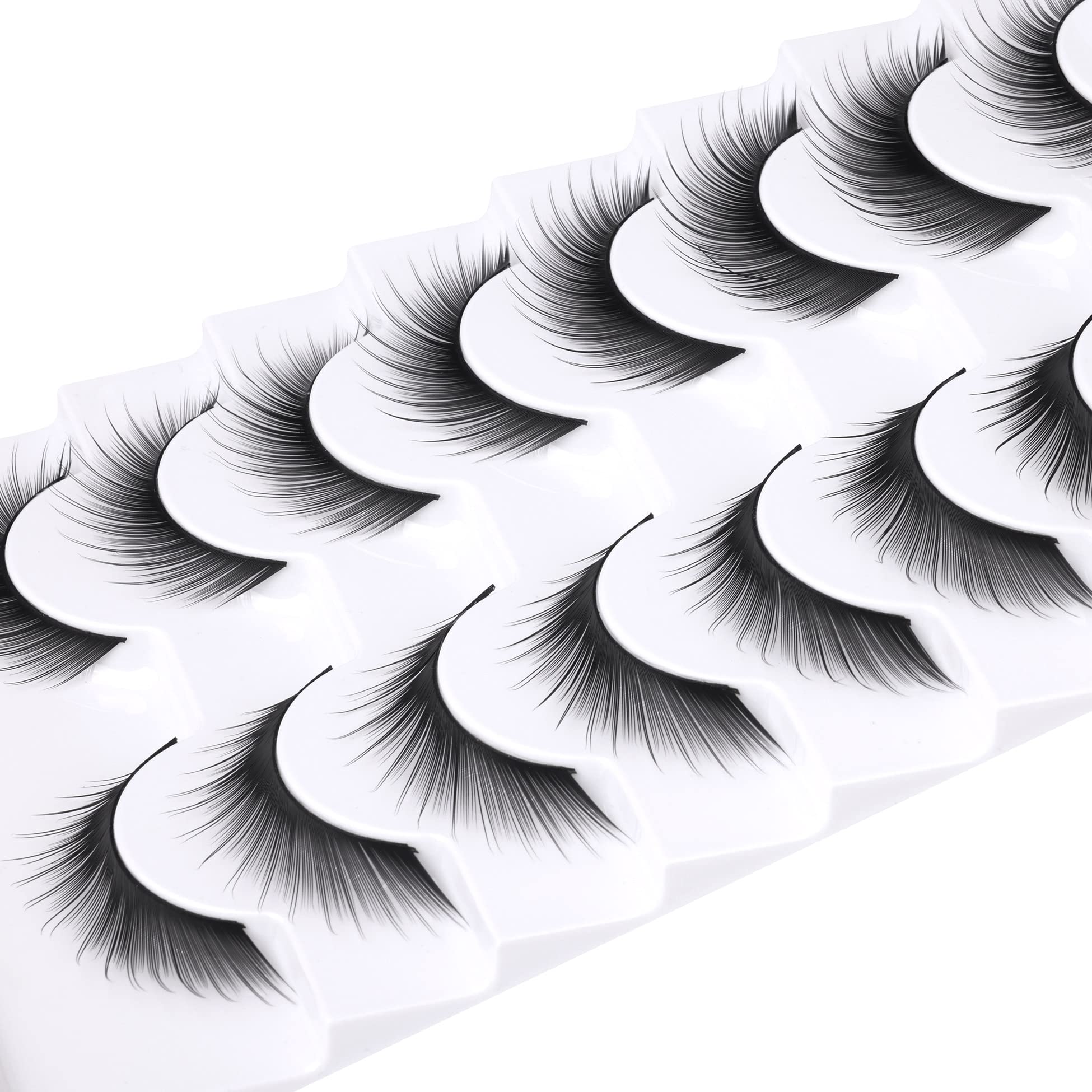 Fox Eye Lashes Cat Eye Wispy Lashes Look Like Extensions False Eyelashes Fairy Angel Wing Lashes Natural Look Soft 8 Pairs Fake Eyelashes Pack