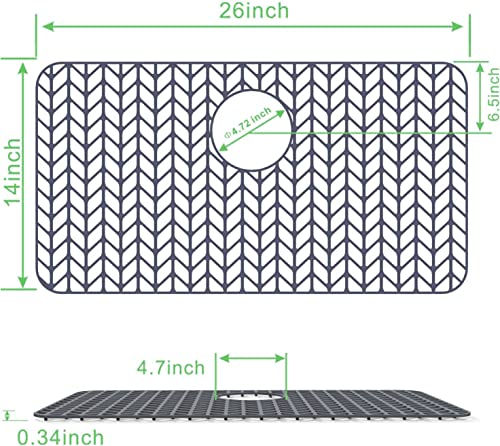 Kitchen-Sink-Protector - 26''x 14'' Guokller Silicone Sink-Protectors for Rear Drain Kitchen-Sink, Grid Accessory, Kitchen-Sink-Mats for Bottom of Farmhouse Stainless Steel Kitchen-Sink