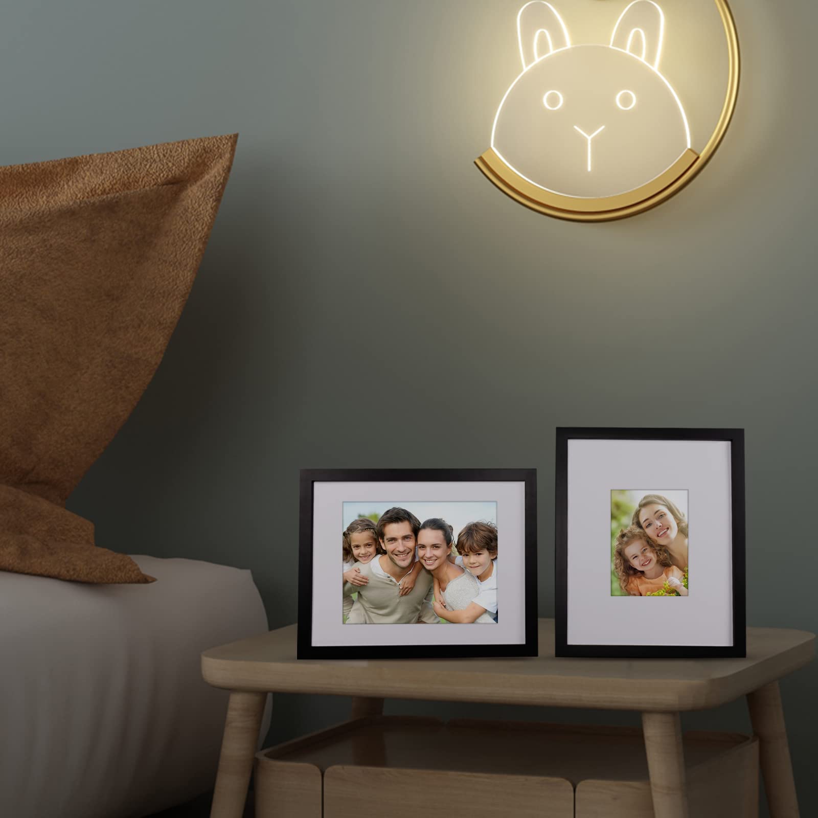 Egofine 11x14 Picture Frames Made of Solid Wood 4 PCS Black Covered by Plexiglass - for Table Top and Wall Mounting for Pictures 8x10 / 5x7 with Mat Horizontally or Vertically Display Photo Frame