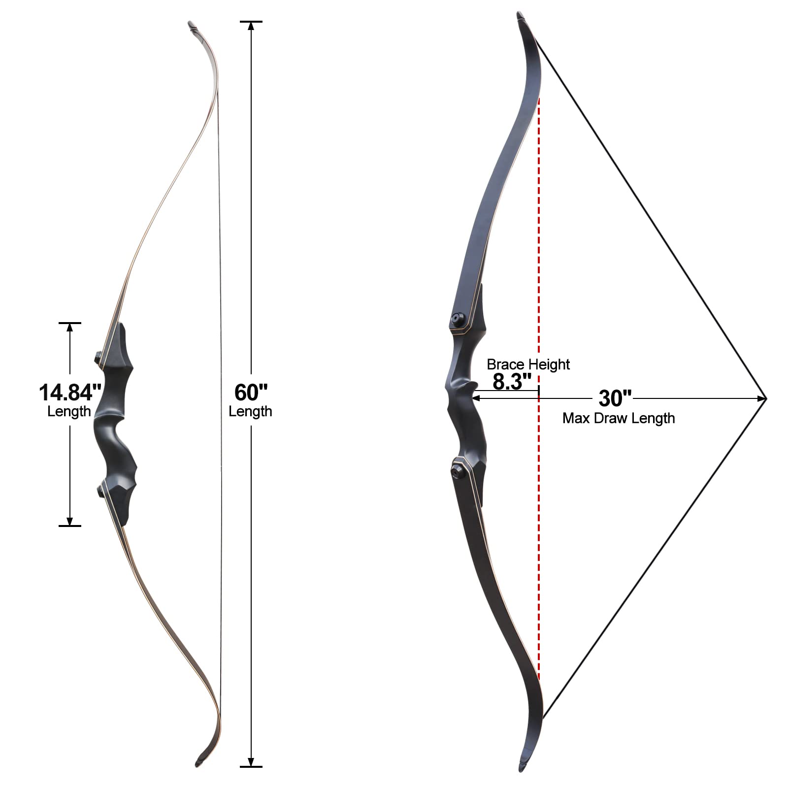 EinMAIQi Recurve Bow and Arrow Set for Adult Beginner Takedown Recurve Bow Right Hand Archery Set for Outdoor Hunting Training Practice, 30lb
