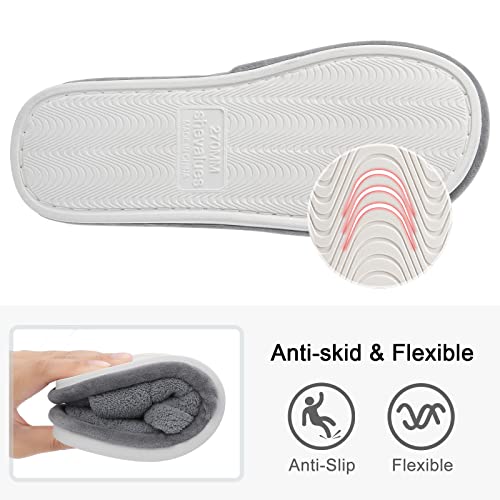shevalues Unisex Terry Cloth Open Toe Slippers Womens Memory Foam Slip On House Slippers Shoes, Grey, 7.5-8.5 Women/6-7 Men