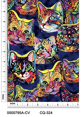 Texco Inc 100% Combed Quilting Prints Craft Cotton Apparel Home/DIY Fabric, Yellow Navy Teal 1 Yard