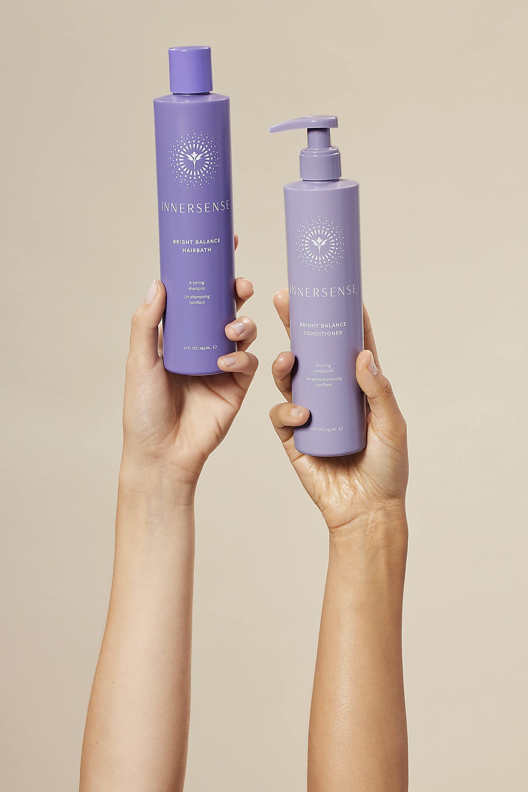 Innersense Organic Beauty - Natural Bright + Balanced Purple Toning Shampoo + Conditioner Value Duo | Non-Toxic, Cruelty-Free Haircare (10 fl oz | 295 ml)