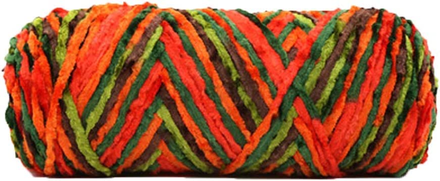 TEXXY 500g Bulky Vegan Soft Yarn Baby Chenille Velvet Yarn Knitting Crochet Yarn Crochet Chenille Yarn DIY Velvet Chenille Yarn (Color : Orange Green)