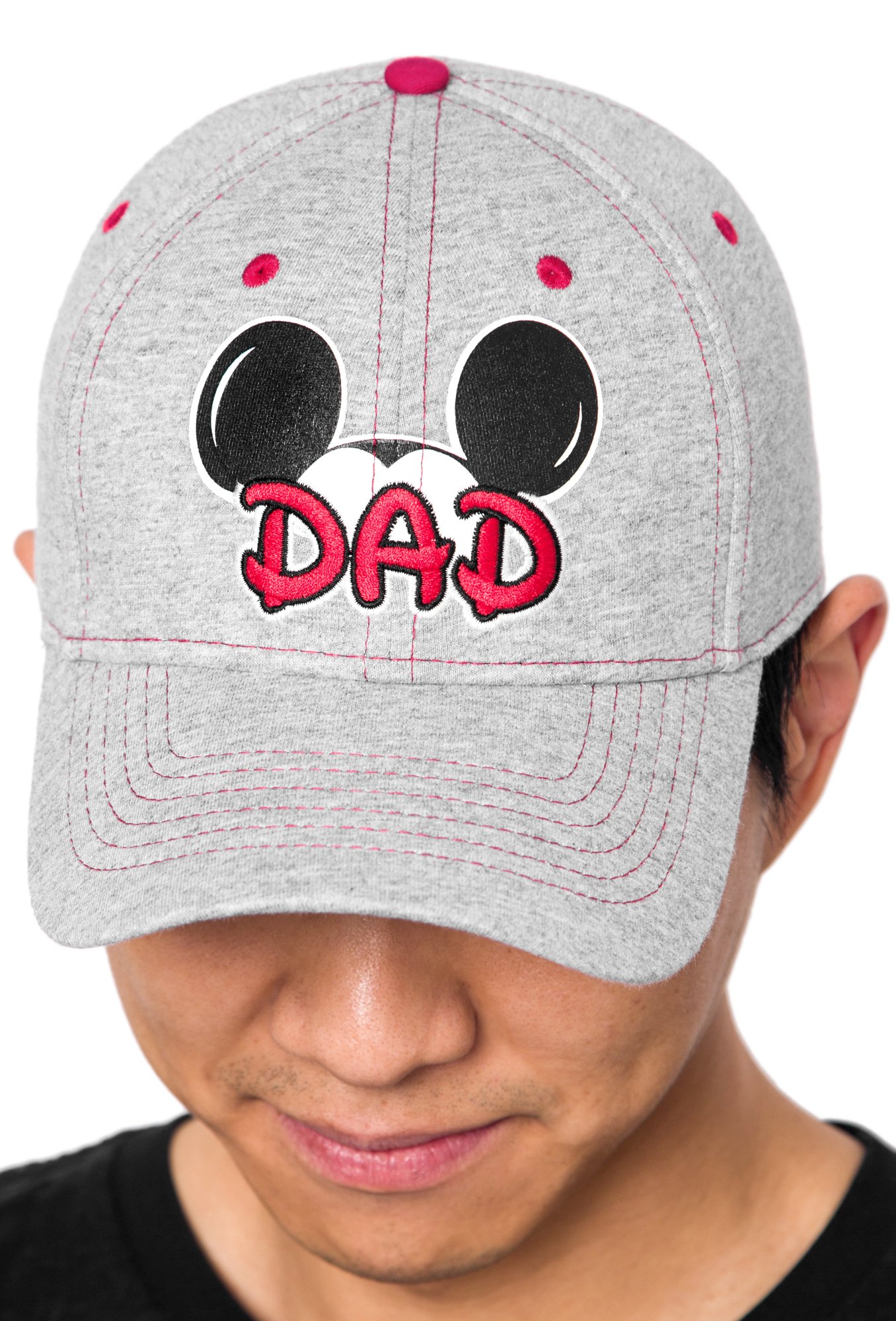 Disney Set Mickey & Minnie Hats Baseball Cap Men's Women's 2 Pack (White MOM & Grey DAD)