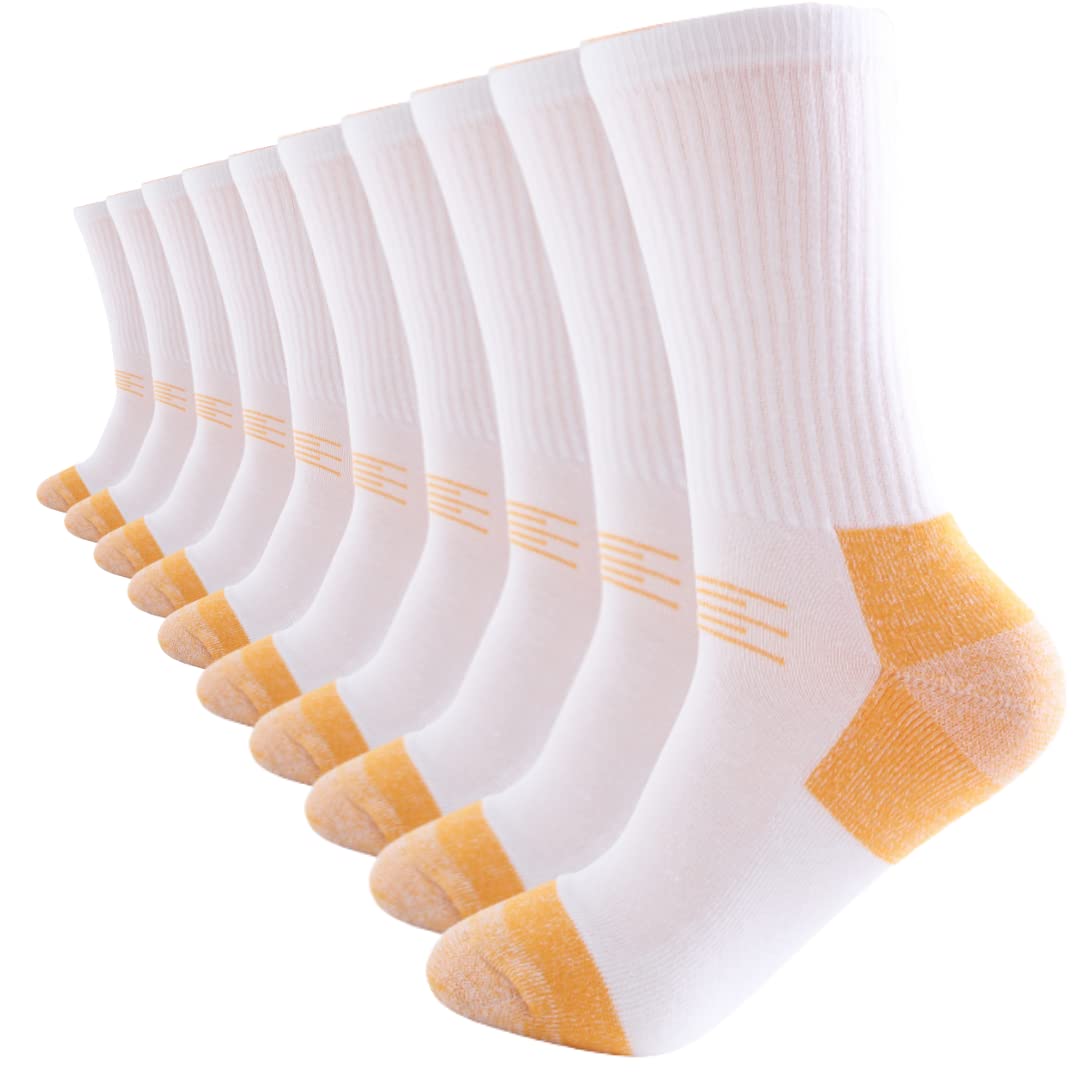 Eiyebisi Men's 10P-Value Pack Athletic Crew Socks Men Cushion Casual with Moisture Wicking Work Socks