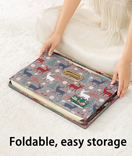 Nopuper Large Toy Box Storage Organizer with Lid,2 Packs, Foldable Shelf Storage Bins, Sturdy PP Interlayer,Hard Bottom and Sides, 20"*16"*12"