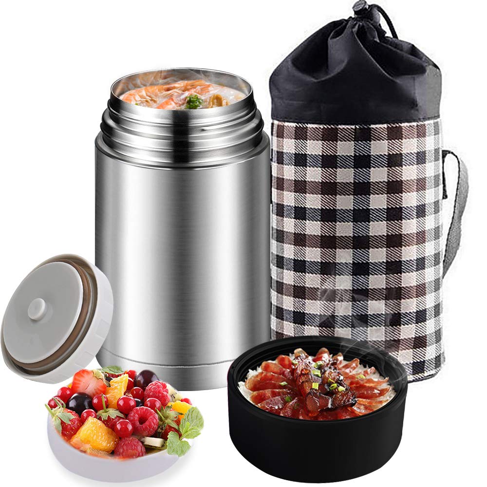 Flantor Insulated Food Jar, Food Jar 33oz Vacuum Insulated Stainless Lunch Container with Bag, Hot Food Lunch Box with Handle and Lid, Leakproof Vacuum Insulated Soup Container