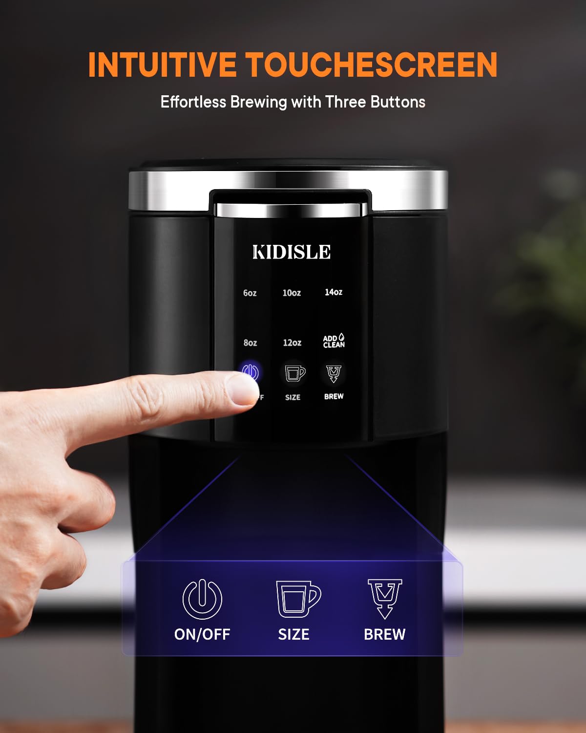 KIDISLE Single Serve Coffee Machine, 3 in 1 Pod Coffee Maker for K Cup Pods & Ground Coffee & Teas, 6 to 14oz Brew Sizes, with 40oz Removable Water Reservoir, Self-cleaning Function, Black