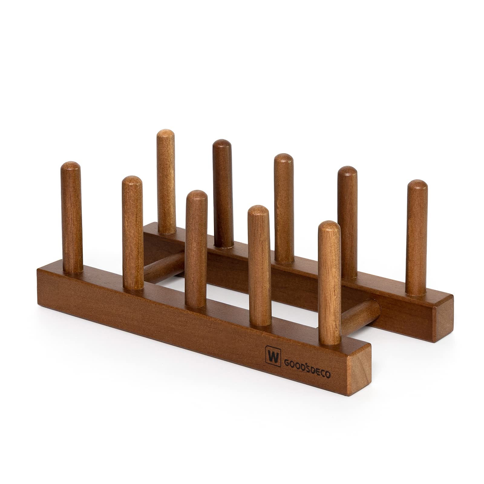 GOODSDECO Wooden Dish Rack - Chopping Board Stand, Dish Drying Rack for Dish Cup Bowl Cutting Board, Drying Rack Stand Storage Holder, Kitchen Countertop Organizer (S, Walnut)
