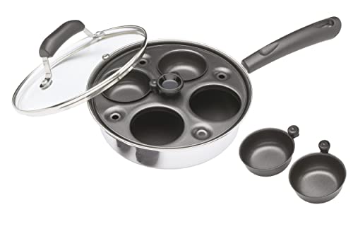 KitchenCraft 4 Egg Poacher Pan, Induction Safe, Carbon Steel, 21 cm