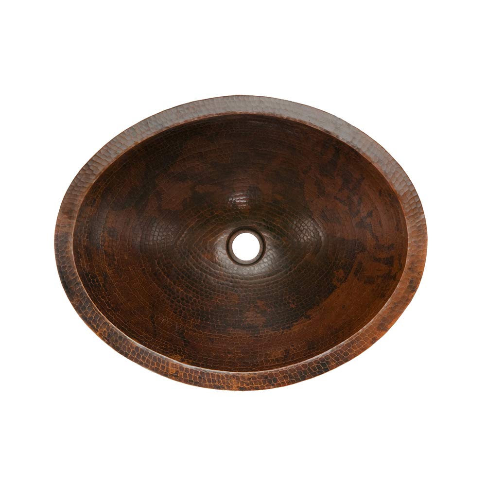 Premier Copper Products LO20FDB 20-Inch Master Bath Oval Under Counter Hammered Copper Bathroom Sink, Oil Rubbed Bronze