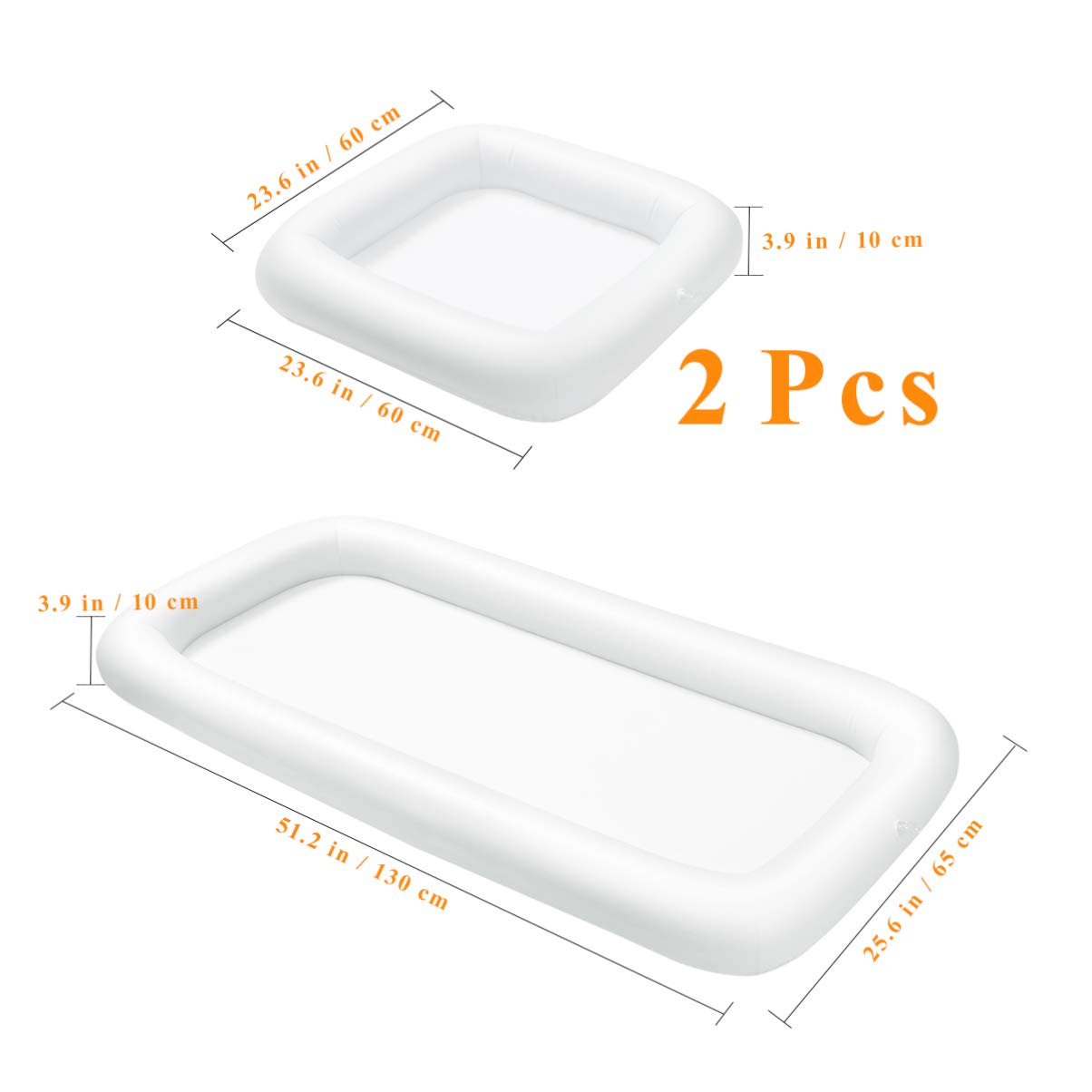 Hemoton 3PCS Inflatable Serving Bar Salad Ice Tray Food Drink Containers,Waterproof Durable Inflatable Cooler Serving Bar for BBQ Picnic Pool Party Picnic Luau,with drain plug