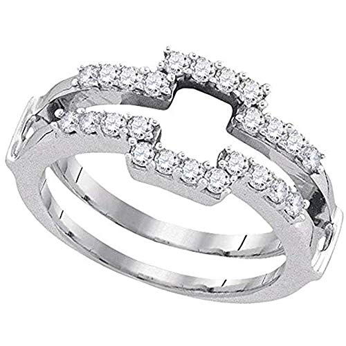 Fascinate Jewels 0.50Ct Round Cut White Diamond 14K White Gold Over 925 Sterling Silver Diamond Wedding Band Wrap Ring Guard Enhancer for Women