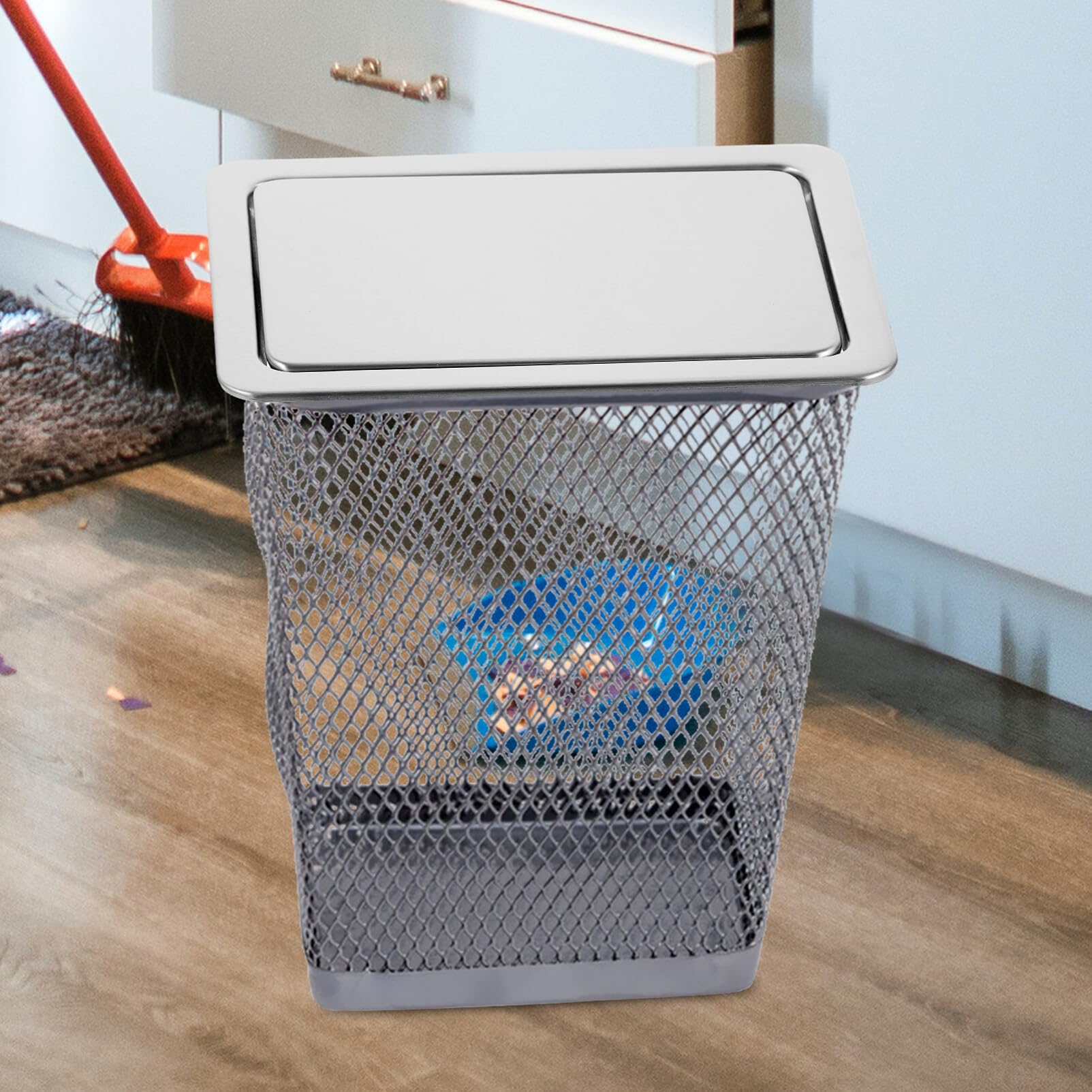 Kichvoe Trash and Waste Chute Lid Recessed Counter Top Covers Countertop Stainless Steel Balance Flap Cover, Surface Trash Grommet Swing Trash Can Lid B