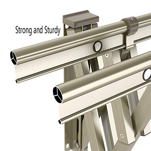 Laundry Rack, Airer-Wall Mounted Extendible Dryer Rack, Balcony Indoor Outdoor Clothes Pole Folding Retractable Airer Dryer Silver
