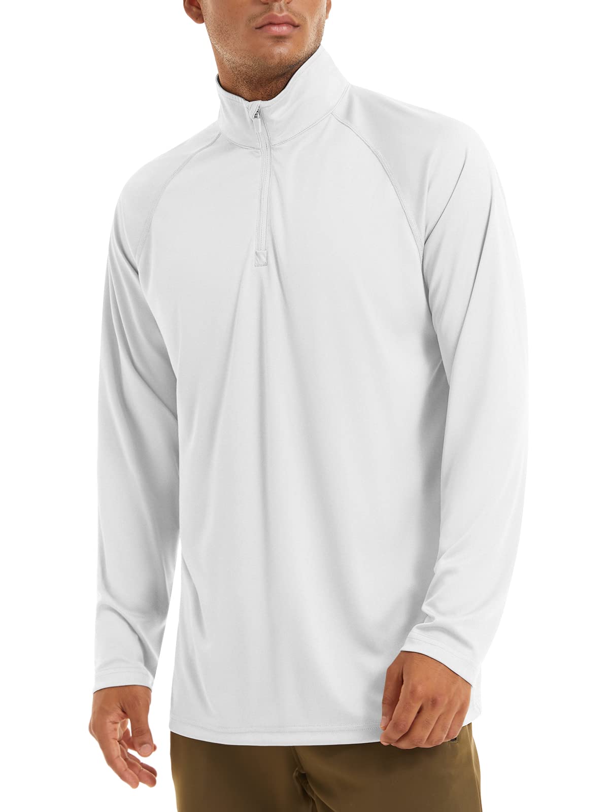 EKLENTSON Mens Sun T Shirts Performance SPF Sunblock Active Soft Swim Shirts, White, Large