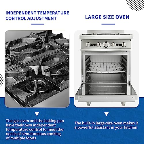 WMAOT 36" Commercial Range with 2 Burner 4.8 Cu.Ft Electric Oven 24" Griddle 35000 BTU Manual Natural Gas Range for Commercial Kitchen Restuarant Bar