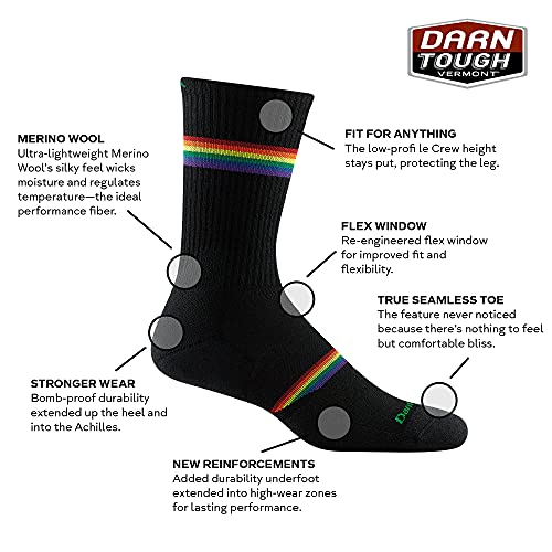 Darn Tough 1111-C-1001-05 Prism Crew Lightweight with Cushion Black Large