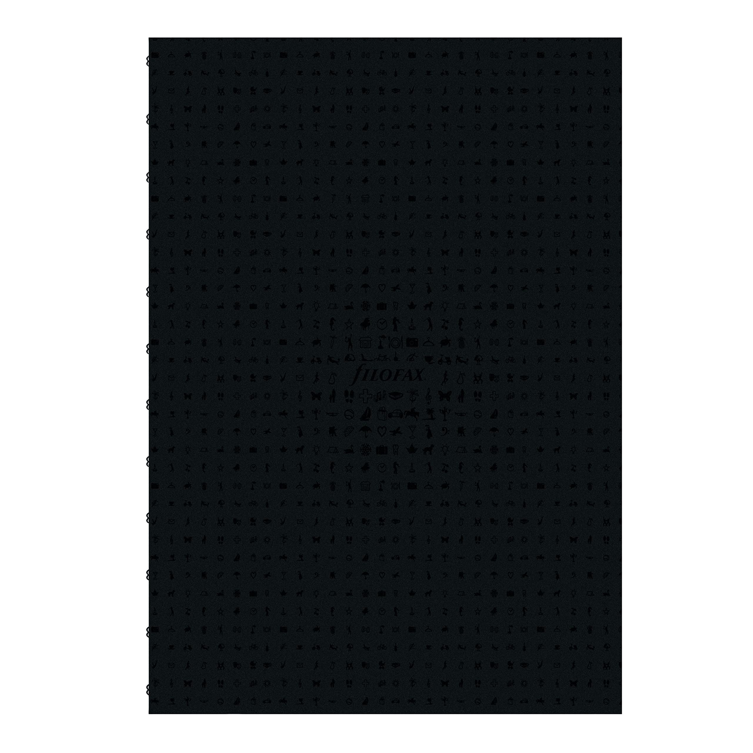 Filofax Folio Refill, A4 Size, Icon Black Notebook, Ruled, 11" x 8", White Paper (B292214)