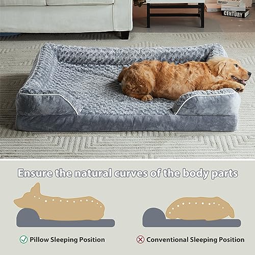 WNPETHOME Dog Beds for Extra Large Dogs, Washable Dog Bed, Bolster Dog Sofa Bed with Waterproof Lining & Non-Skid Bottom, Orthopedic Egg Foam Dog Couch for Pet Sleeping, Pet Bed for Extra Large Dogs