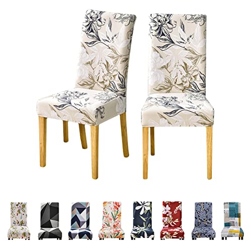 YEZEX Chair Covers for Dining Room Set of 2 Stretchable Washable Removable Kitchen Chair Slipcovers Protector for Dining Room, Hotel, Ceremony (Flower Shadow)