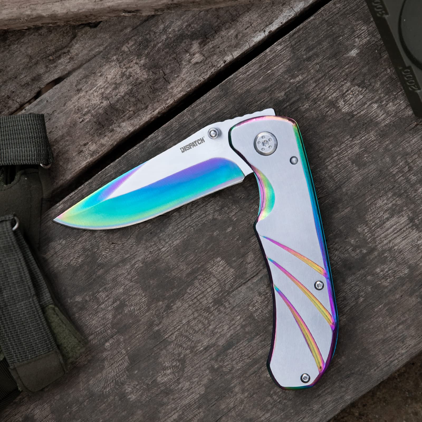 Dispatch Folding Pocket Knife with Stainless Steel Brushed Blade, Steel Handle, Liner Lock for Survival, Hunting, Tactical, Outdoor Camping EDC Tool