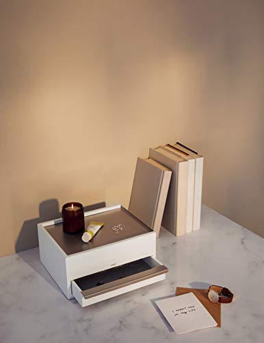 Umbra Stowit Jewelry Box-Modern Keepsake Storage Organizer with Hidden Compartment Drawers for Ring, Bracelet, Watch, Necklace, Earrings, and Accessories (White/Nickel)