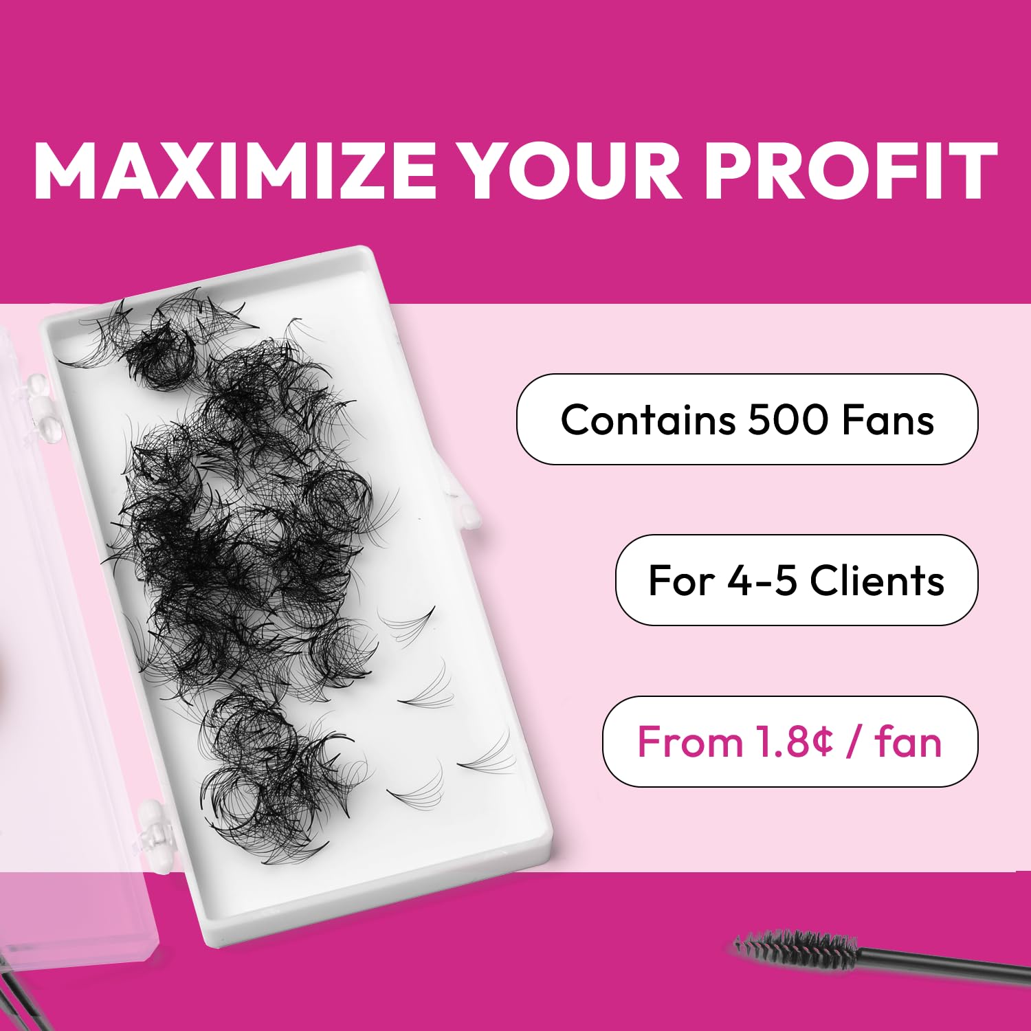 Eyesy Lash 500 Promade Fans | 5D 0.07 Size 12mm Curl D | Eyesy Eyelash Extension Premade Lashes Volume Lash Extensions Pro Made Fans Eyelash Extensions Pestanas Pelo A Pelo False Eyelashes