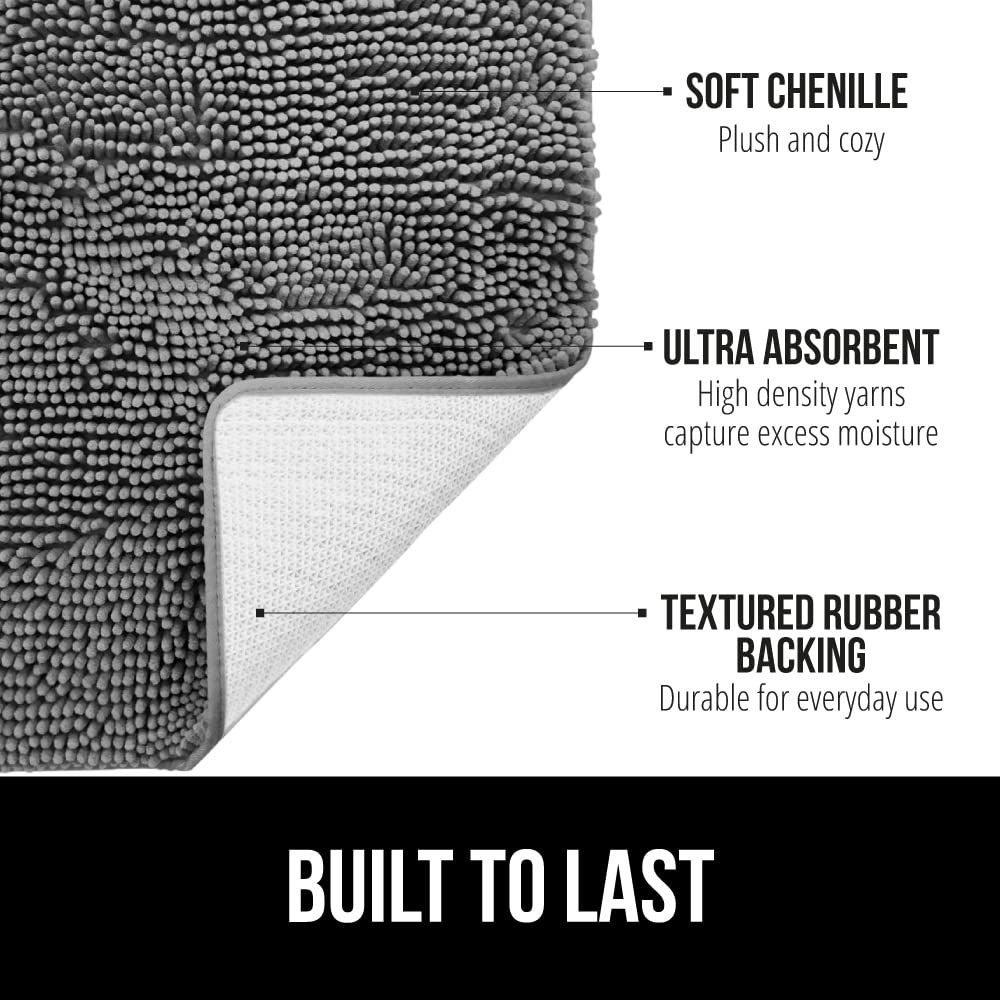 Gorilla Grip Bath Rug and Area Rug Set, Bath Rug Size 30 x 20 in, Shaggy Machine Washable Mats, Area Rug Set Size 22 x 19 x 15 in and 30x20, Absorbent Washable Mats, Both in Gray, 2 Item Bundle