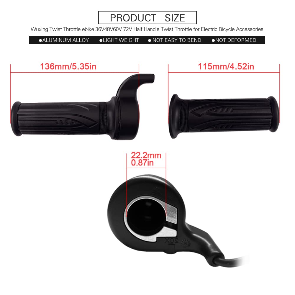 Ebike Throttle Whole Twist Throttle Accelerator for Electric Bicycle Ebike Conversion Kit
