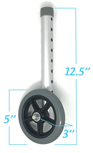 Universal Walker Wheel Kit: 5 Inch Sport Wheels and Flexfit Ski Glides (Gray)