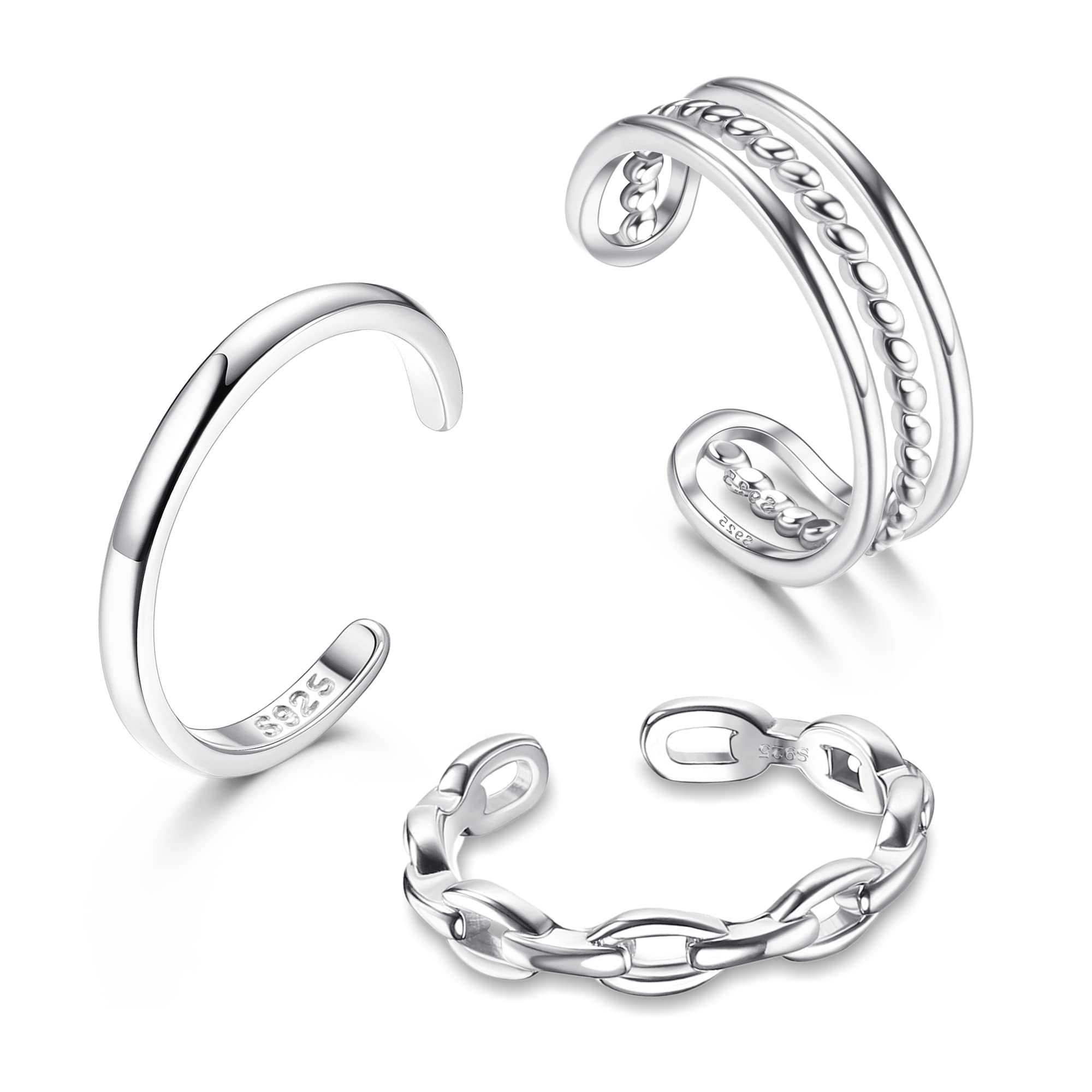Florideco 3Pcs S925 Sterling Silver Toe Rings for Women Open Toe Rings Comfort-Fit Adjustable Toe Rings Celtic Knot Turquoise Finger Foot Jewelry Set Classic Toe Ring
