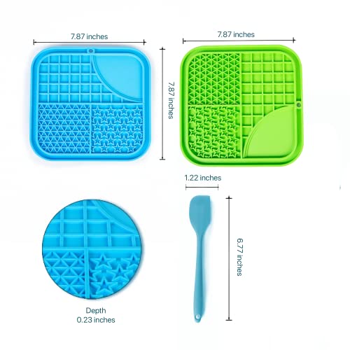 Lick Mat for Dogs and Cats, Pack of 2 Slow Feeding Lick Pads with Suction Cups Stick Anywhere - Dog Peanut Butter Licking Mat for Fun, Anxiety & Boredom Relief, Bathing, Grooming and Training