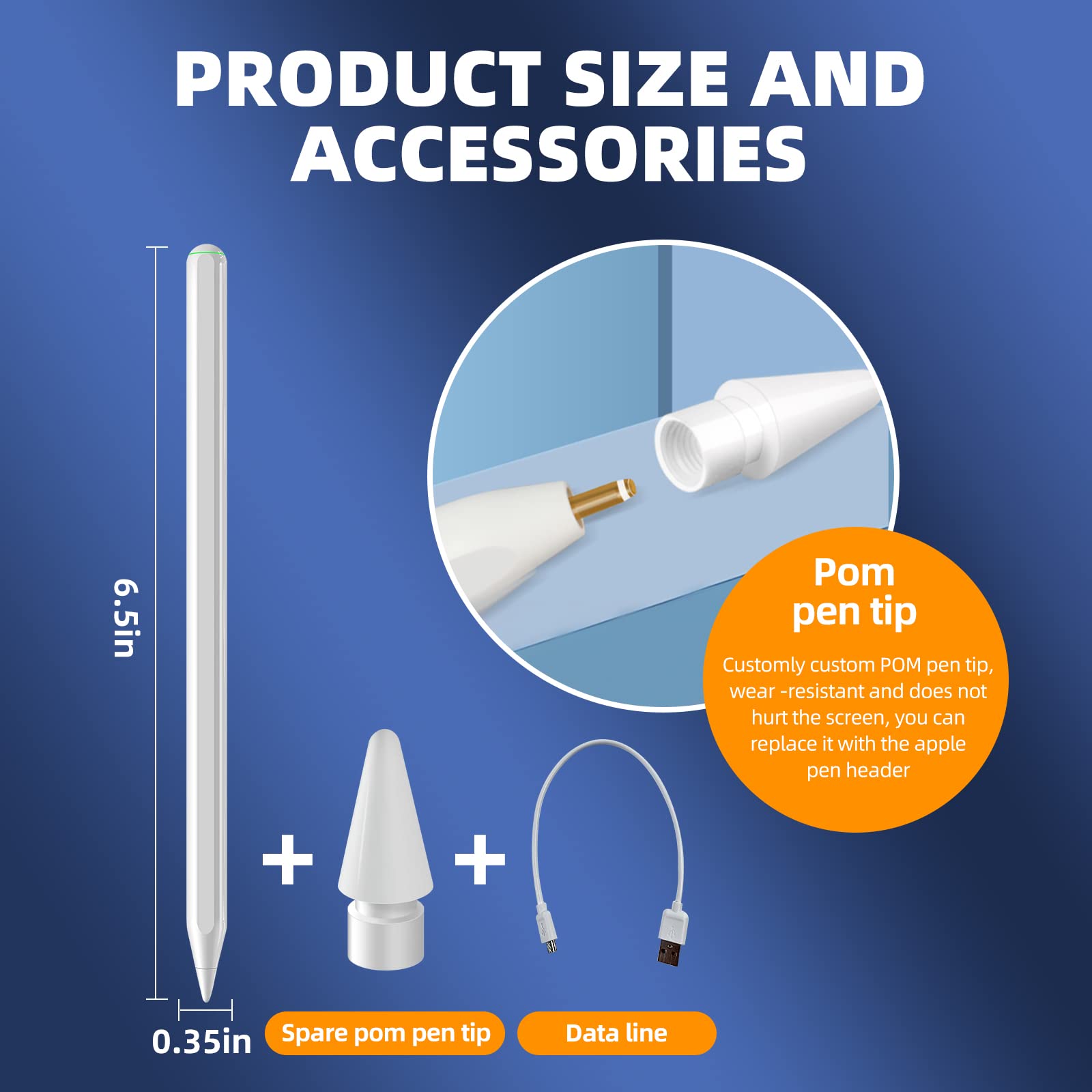 iPad Stylus Pen Same as Apple Pencil 2nd Generation with Magnetic Wireless Charging Tilt Sensitivity,for iPad 10/9/8/7/6 iPad Pro 12.9/11 inch iPad Air 5/4/3 iPad Mini 6/5, Cheap Pencil Fast Charging