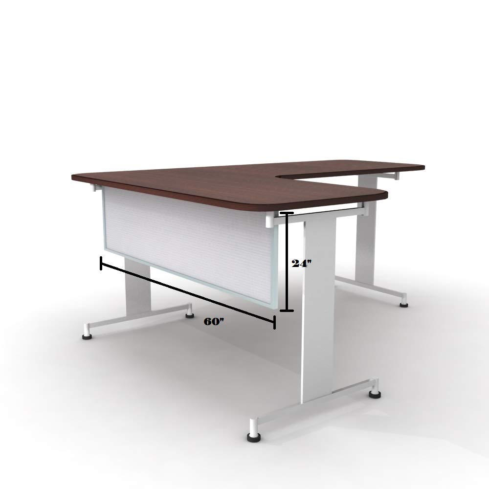 Obex 24" Polycarbonate Desk and Table Mounted Modesty Panel, White, 24" x 60"
