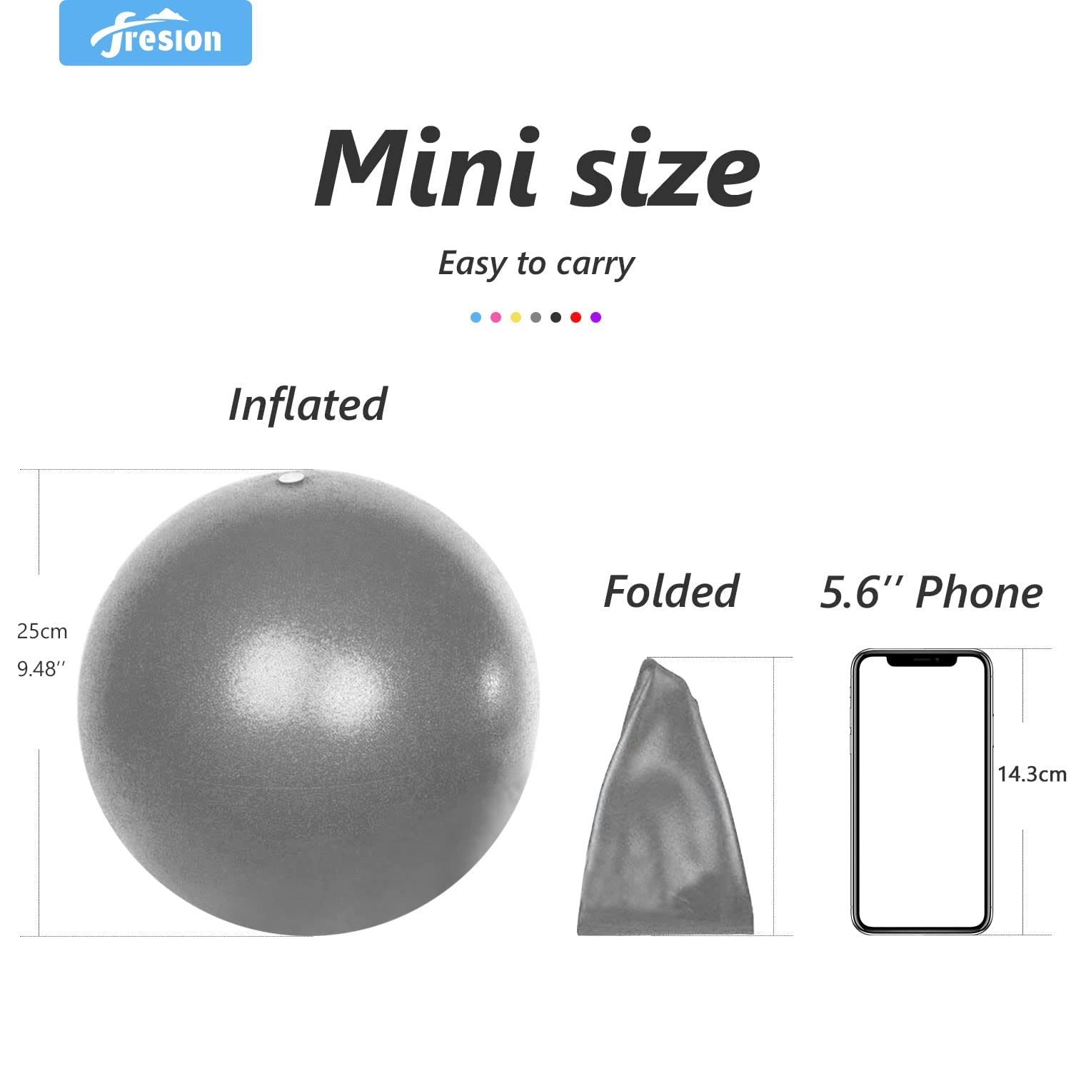 Fresion Small Exercise Ball Soft Yoga Balls,Mini Pilates Ball 25cm for Core Training Exercise,Durable