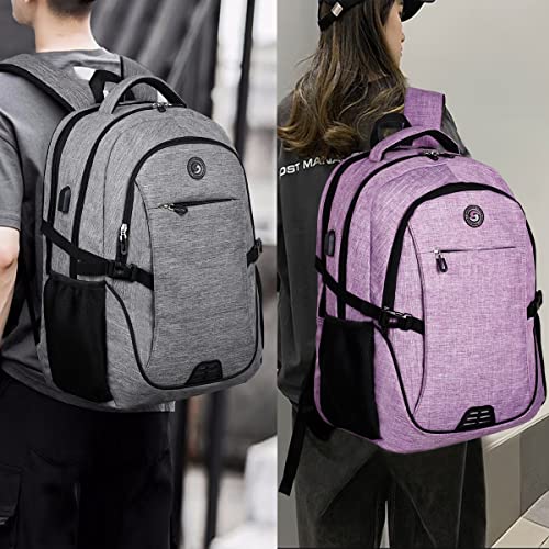 SHRRADOO Anti Theft Laptop Backpack Travel Backpacks with usb Charging Port for Women Men College Backpack Computer Bag Fits 17 Inch Laptop,Purple