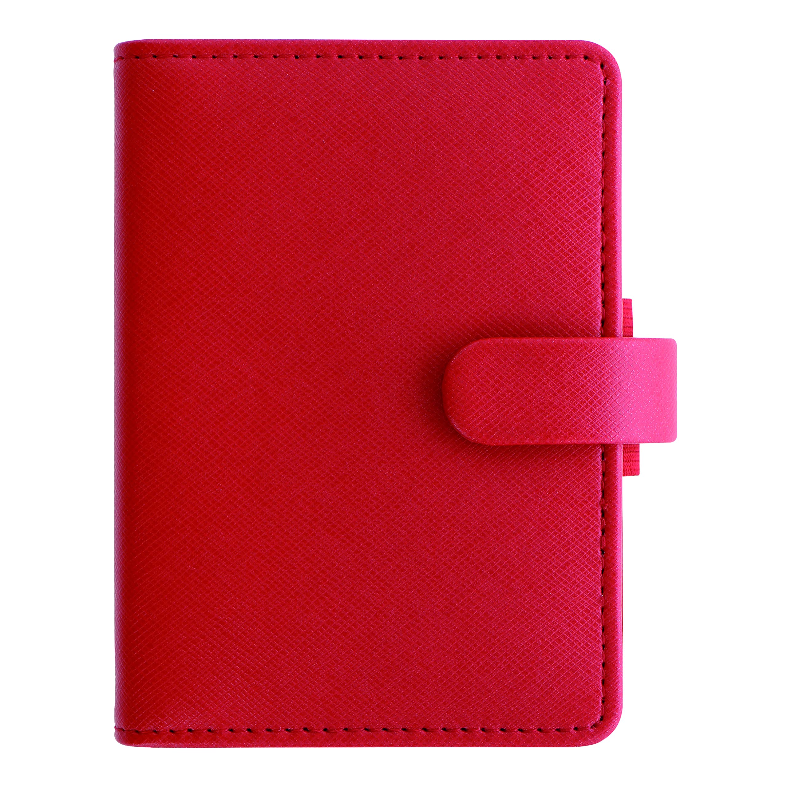 Filofax Saffiano Organizer, Mini Size, Poppy - Cross-Grain, Leather-Look, Five Rings, Week-to-View Calendar Diary, Multilingual, 2022 (C028772-22)