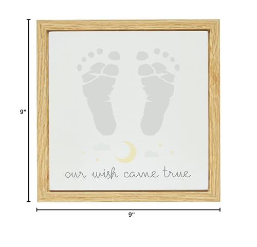 Kate & Milo Baby's Print Framed Canvas, Baby Handprint or Footprint Art, DIY Baby Keepsake Frame, Modern Neutral Nursery Décor, Our Wish Came True
