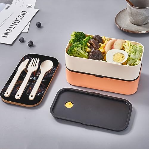Mystery Butterfly Adult Lunch Box, Bento Box, With Cutlery Set Of 3, 2 Compartments, Rectangular, Lunch Box For Adults